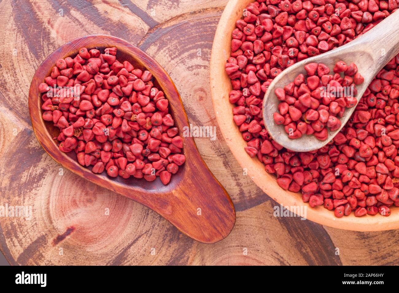 Seeds of achiote, originating from central america and parts of south ...