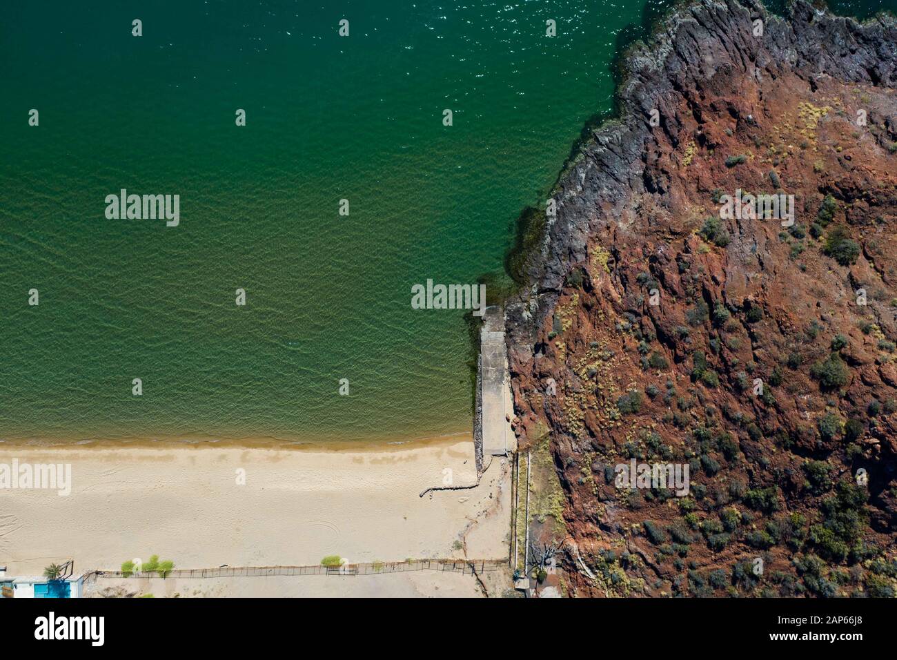 Vista aerea de Kino o bahía de Kino, Sonora, Mex en el golfo de ...