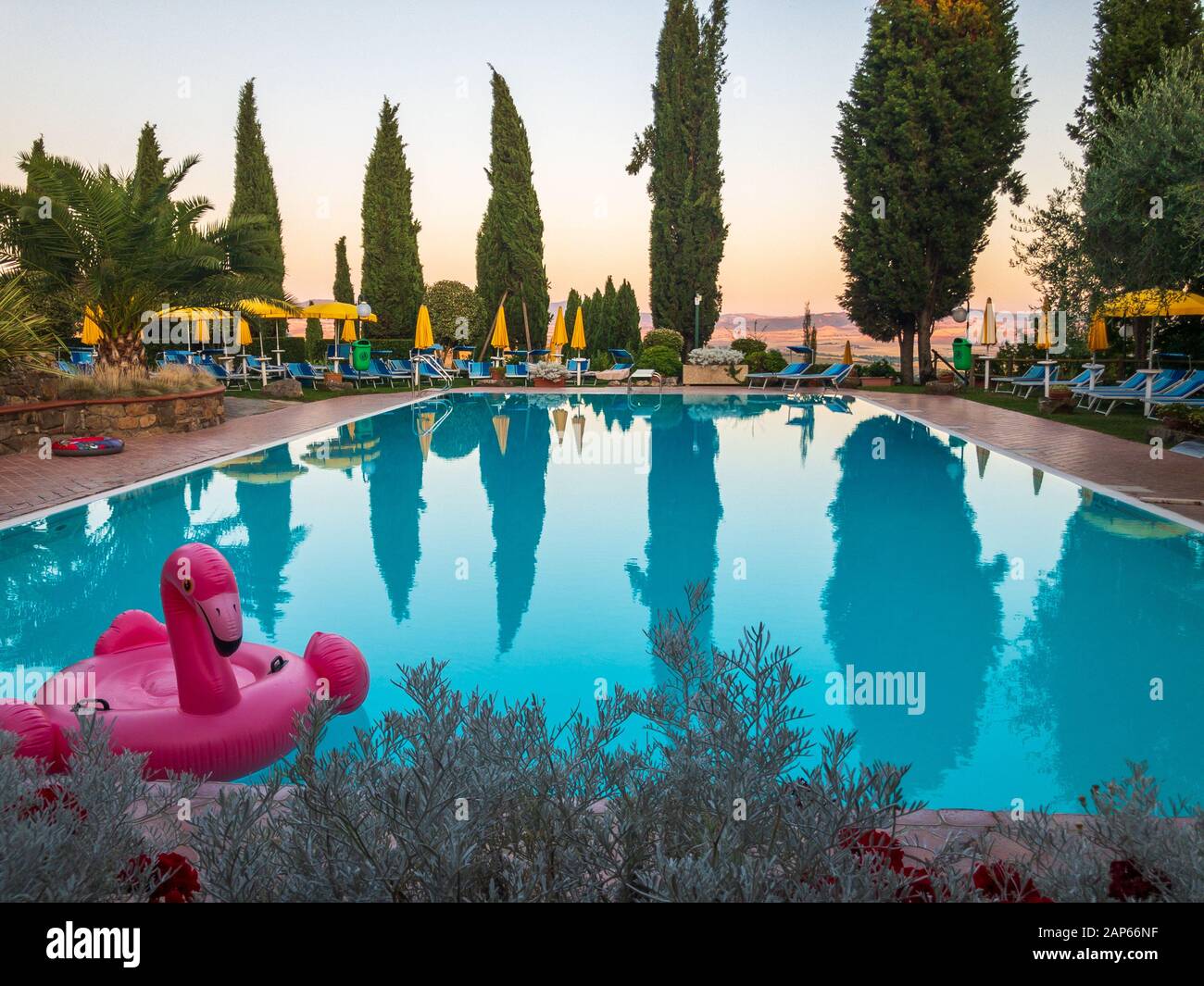 Swimming pool in the hotel, blue water Stock Photo - Alamy
