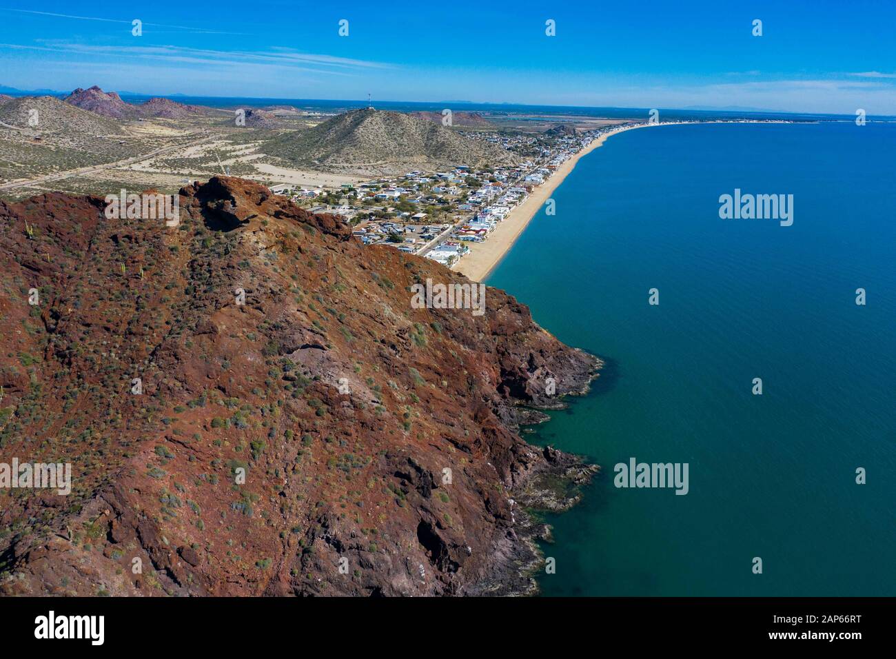 Vista aerea de Kino o bahía de Kino, Sonora, Mex en el golfo de ...