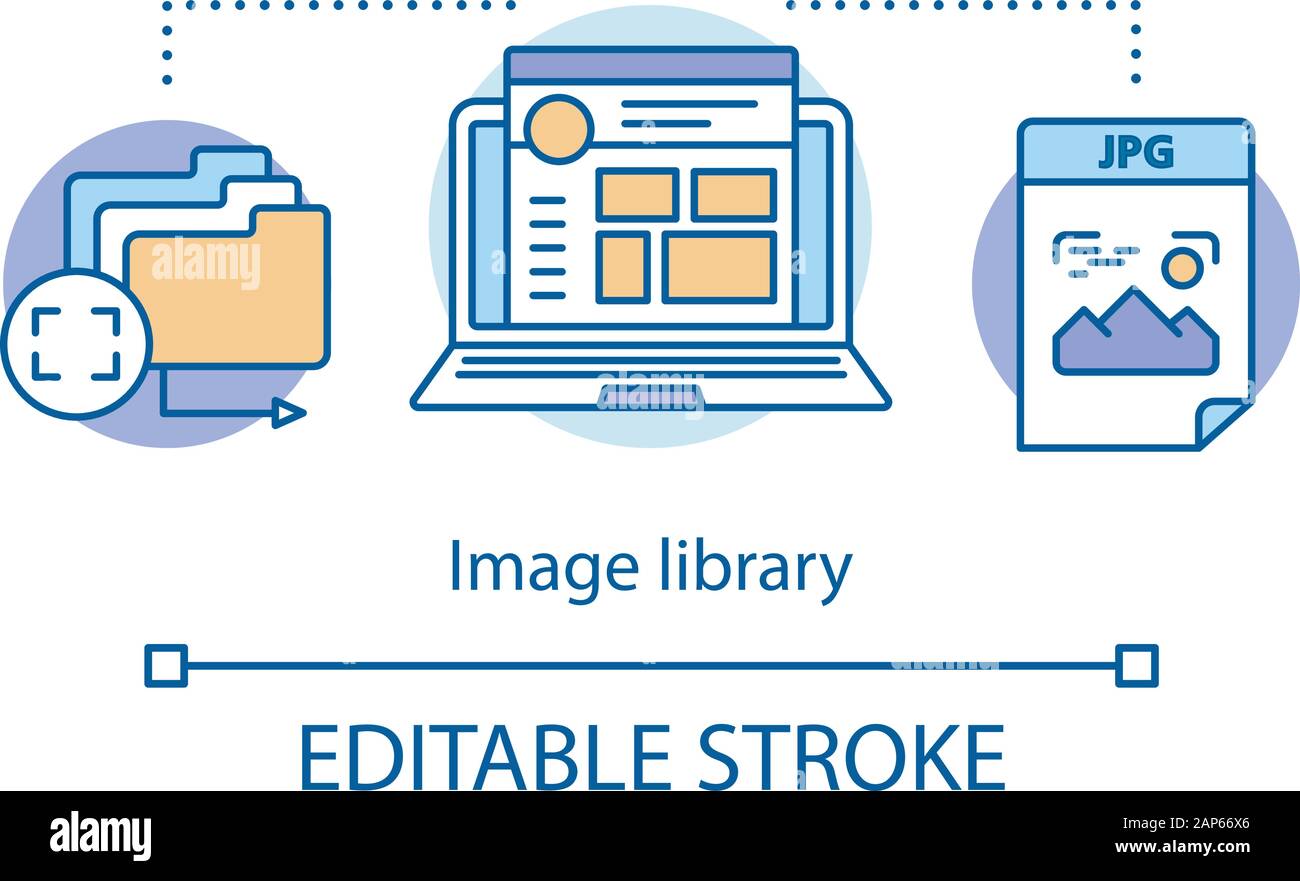 Image library concept icon. Internet images hosting idea thin line ...