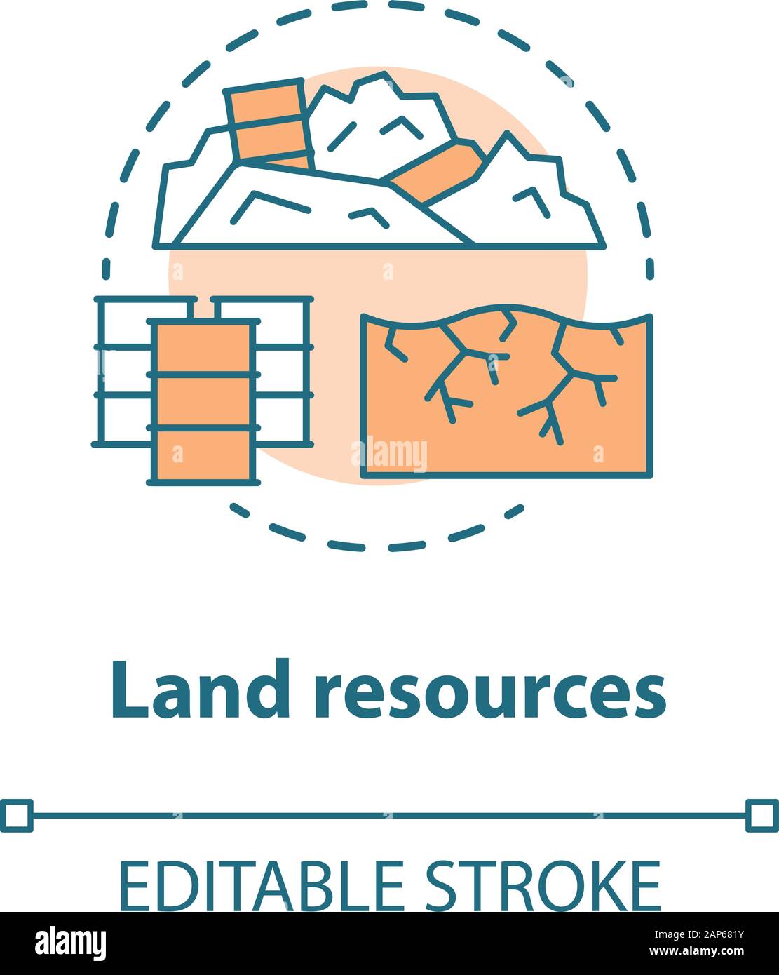 Land resources concept icon. Natural minerals usage idea thin line ...