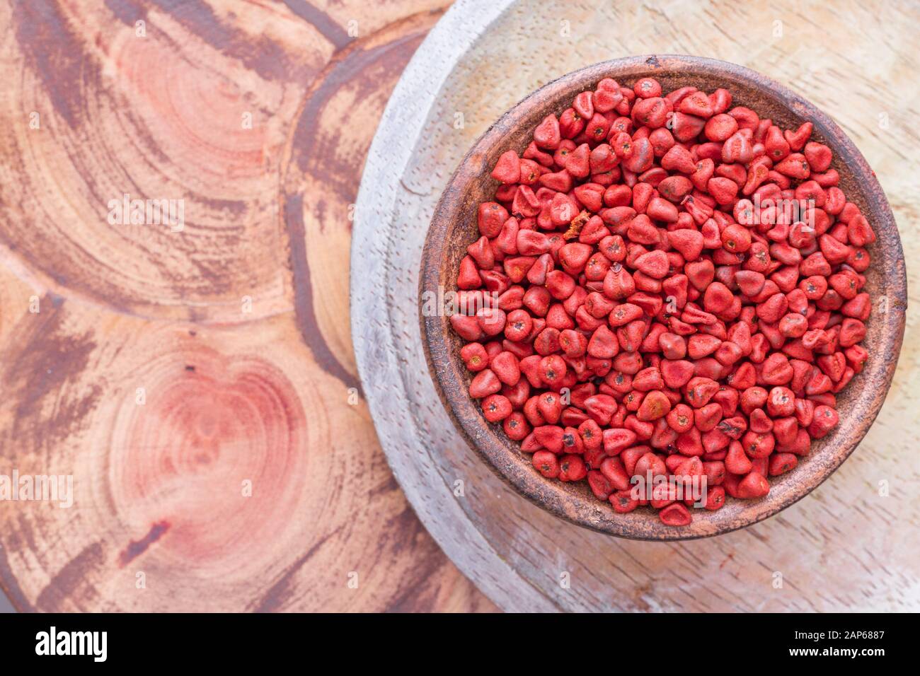 Seeds of achiote, originating from central america and parts of south ...
