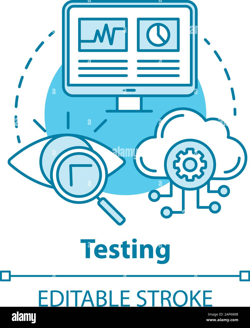 Testing Concept Icon Search For Information On Computer And Cloud Storage Web Analytics