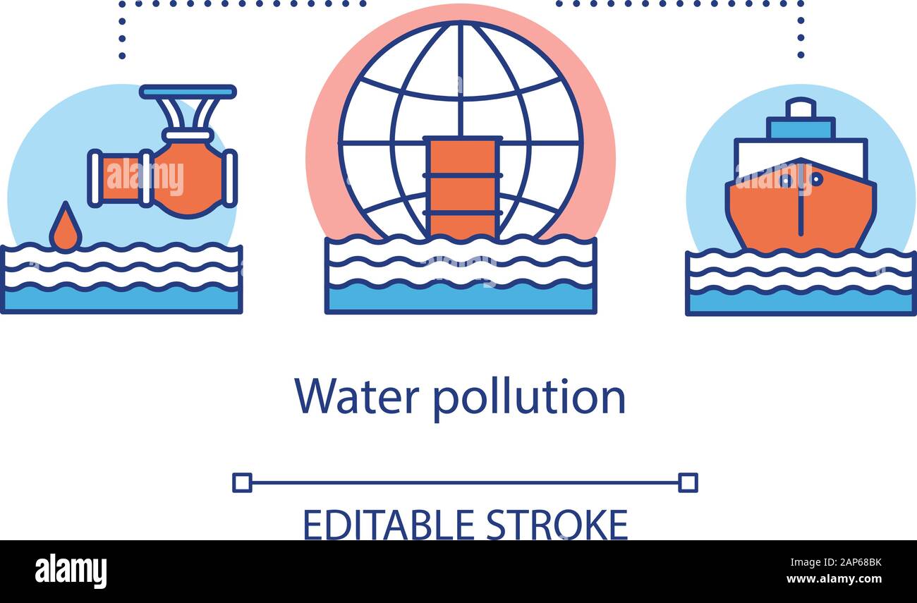 Water pollution concept icon. Ocean waste contamination. Pollution of ...