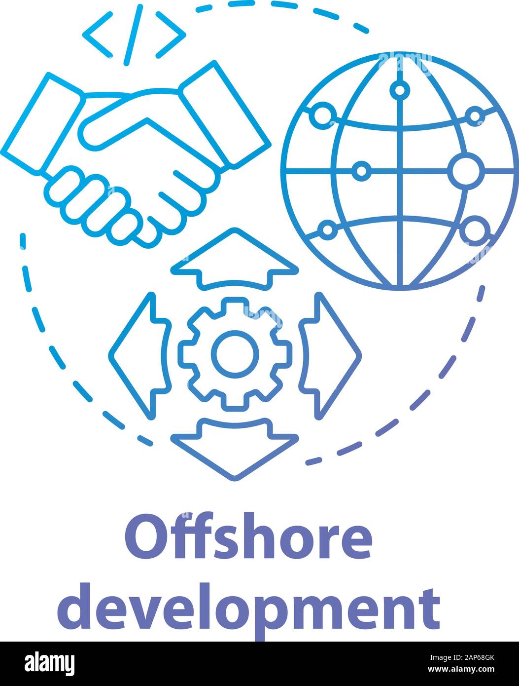 Offshore development concept icon. Recruiting freelancers from around ...
