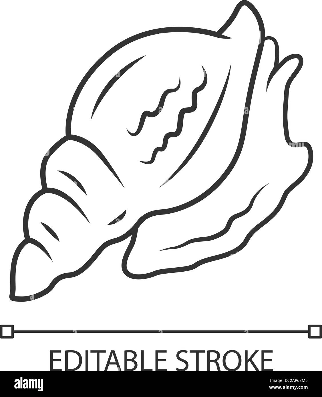 Triton linear icon. Large mollusk with spiral shell. Tropical seashell ...