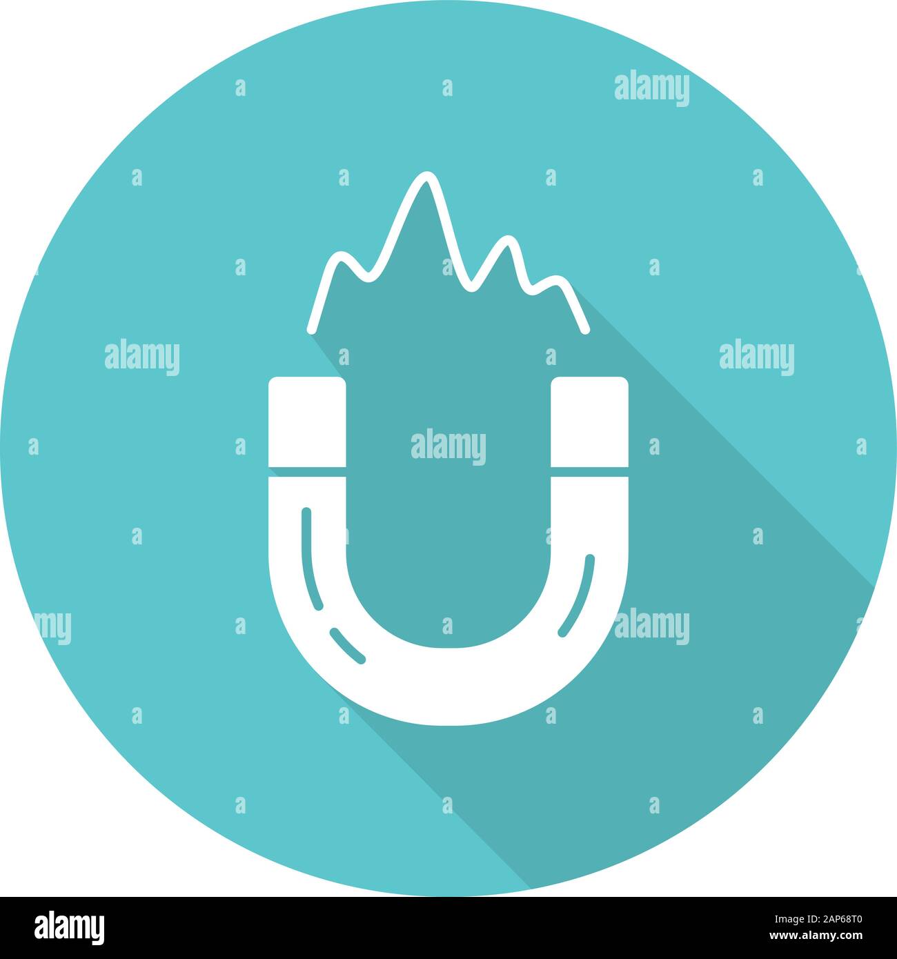 Electromagnetism turquoise flat design long shadow glyph icon ...