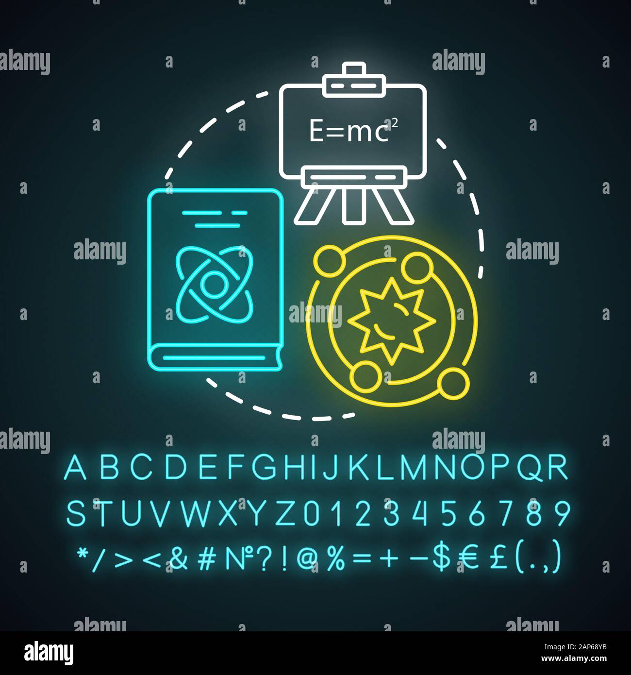 Science books neon light concept icon. Scientific literature idea ...