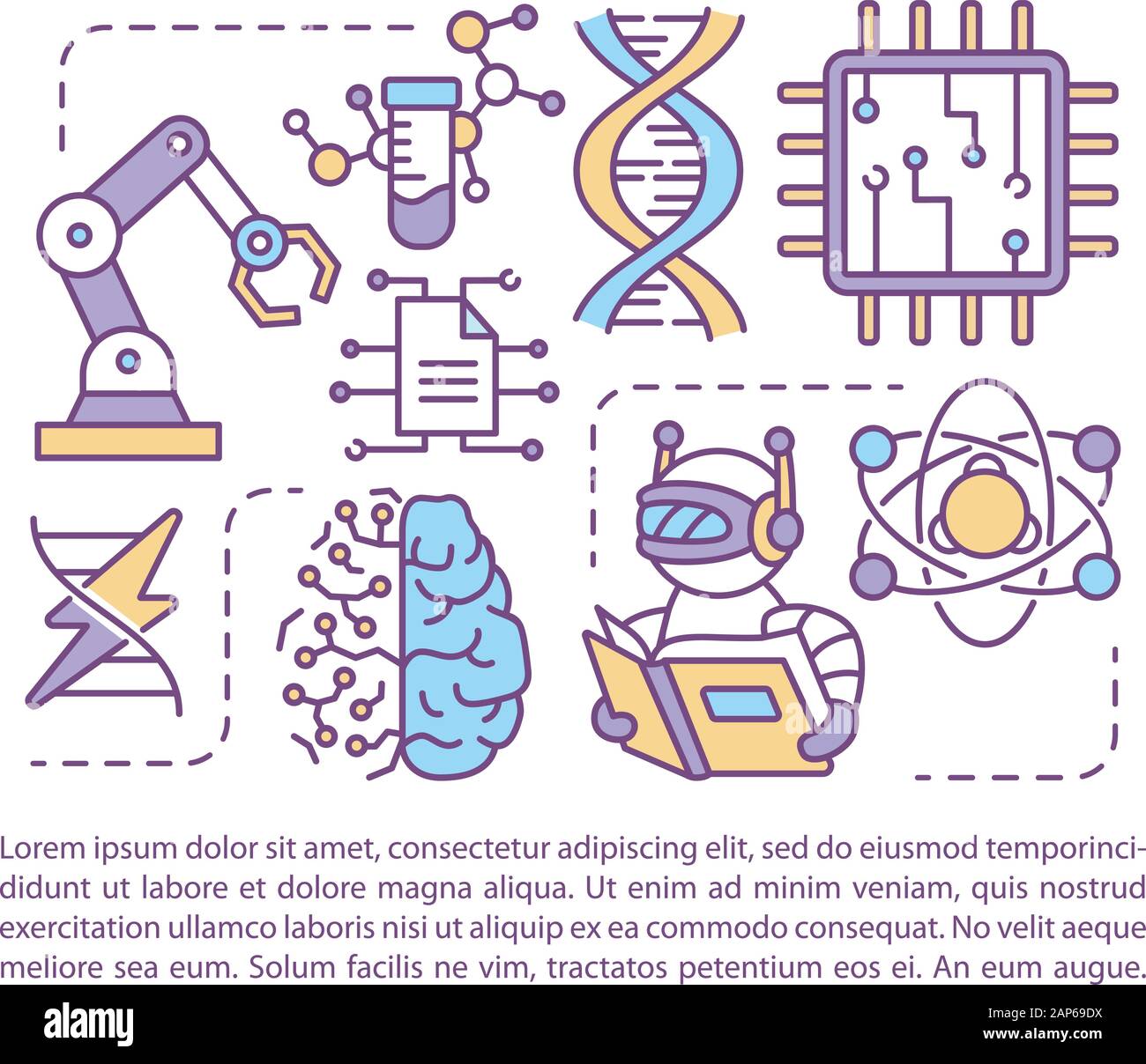 Science fiction article page vector template. Brochure, magazine ...