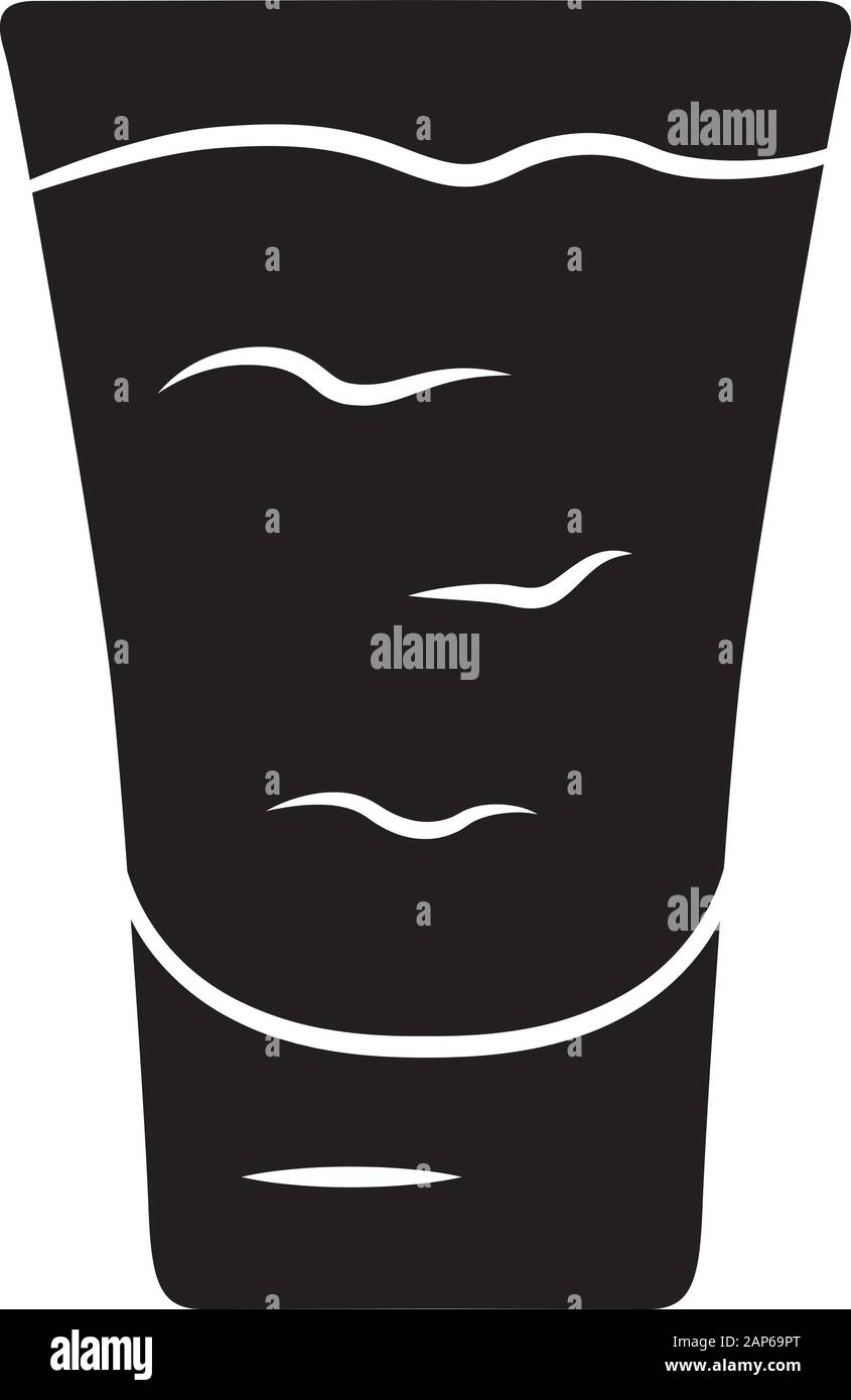 Shot glyph icon. ?ocktail in glass. Alcoholic drink. Tumbler with ...
