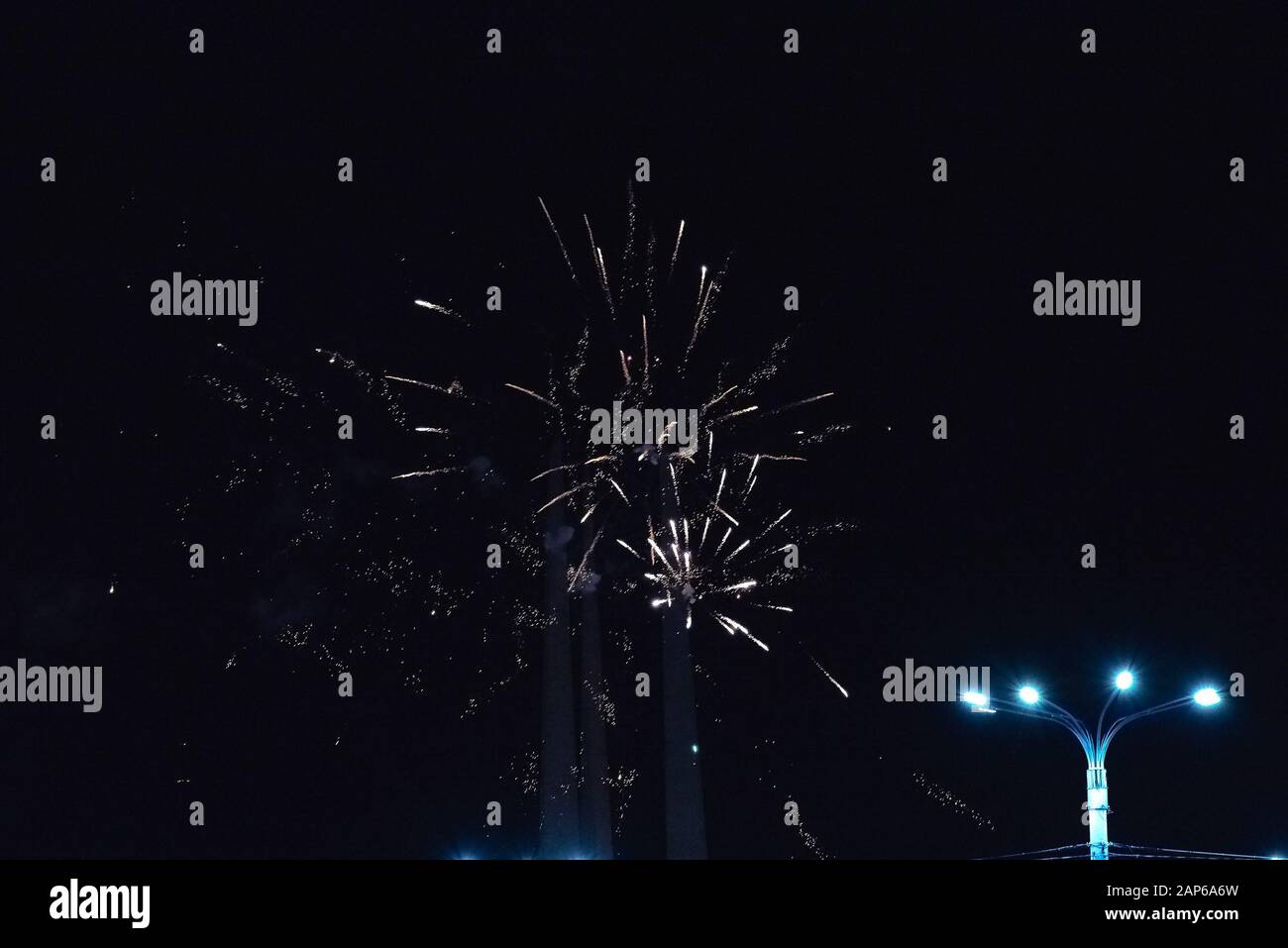 Cheap fireworks for a holiday in the city Stock Photo - Alamy