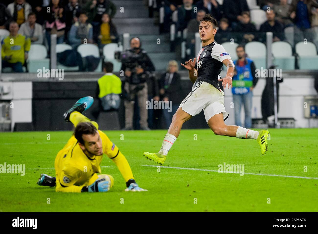 Turin - Oct 22, 2019: Paulo Dybala 10 scores his second goal. Juventus ...