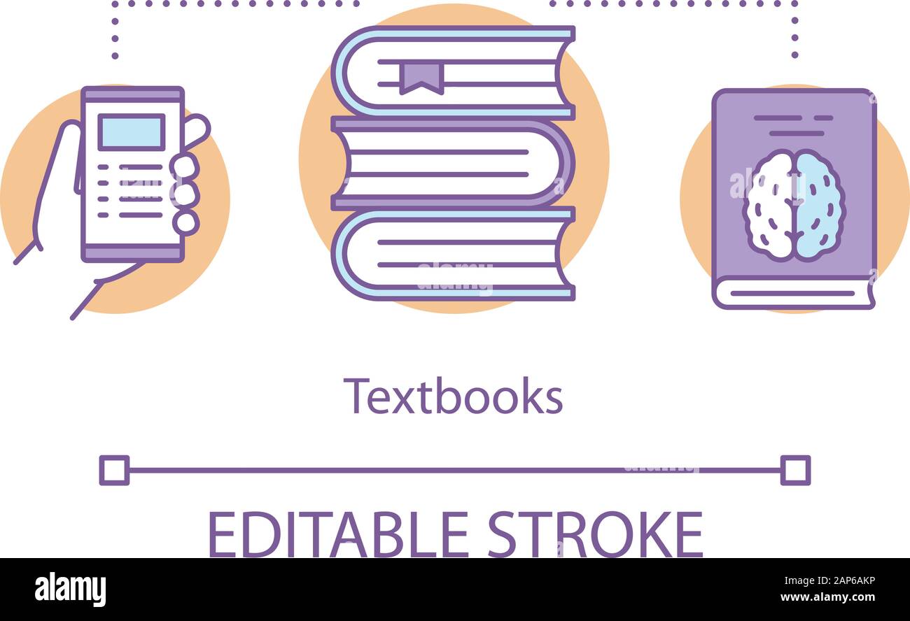 Textbooks concept icon. School subjects literature idea thin line ...