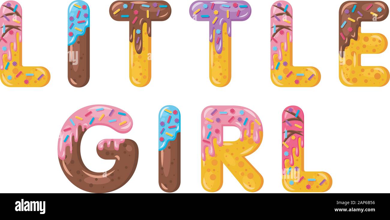 Little girl biscuit vector lettering. Glazed gingerbread inscription ...