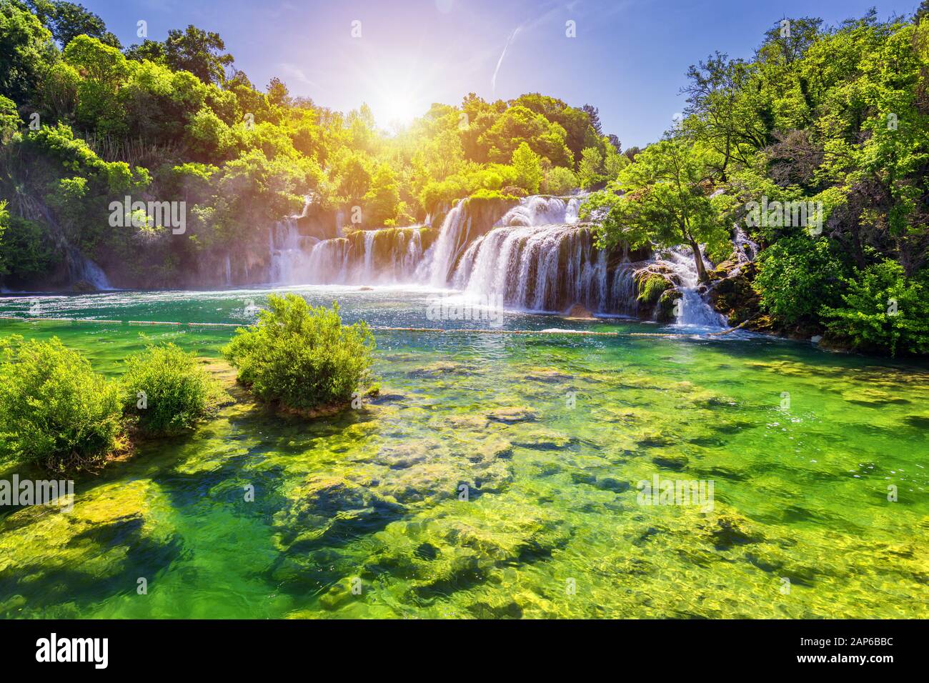 Beautiful Skradinski Buk Waterfall In Krka National Park, Dalmatia, Croatia, Europe. The magical ...