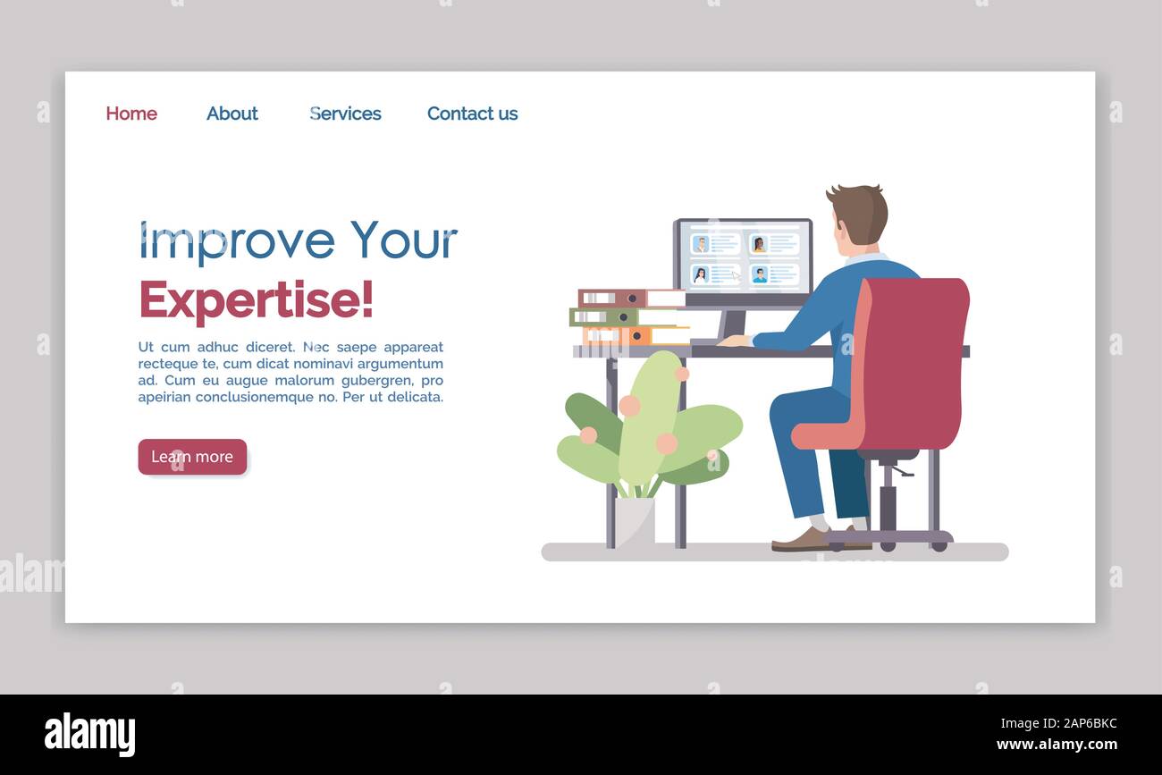 Improve your expertise landing page vector template. Staff searching ...