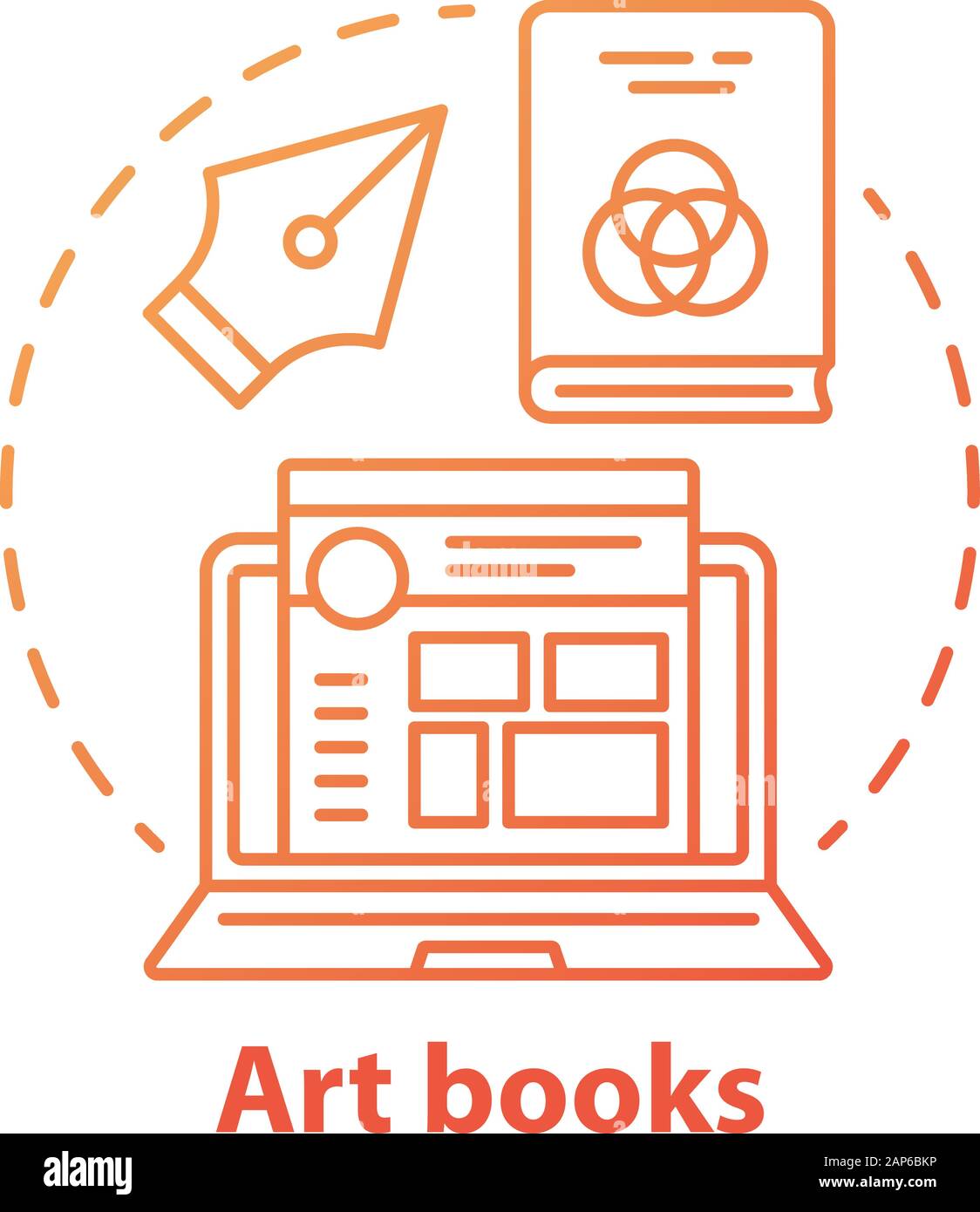 Art books red concept icon. Graphic design literature idea thin line ...