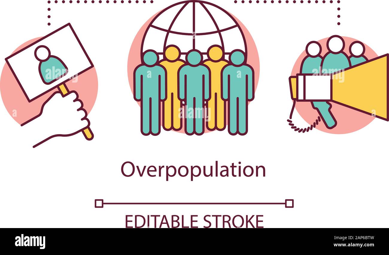 Overpopulation concept icon. Overcrowding. Increase in population. Mass ...