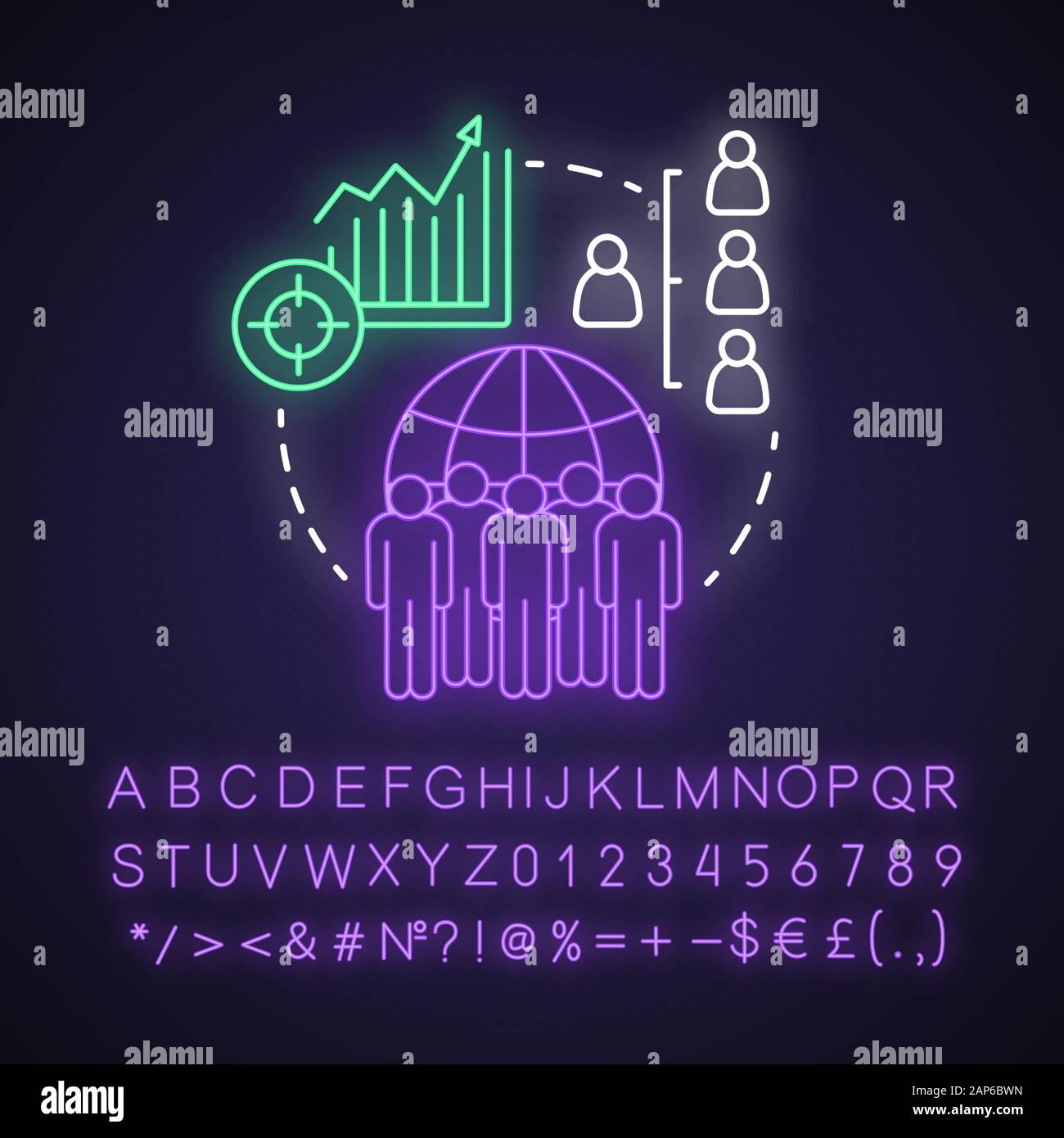 Overpopulation neon light concept icon. Planet overcrowding idea ...