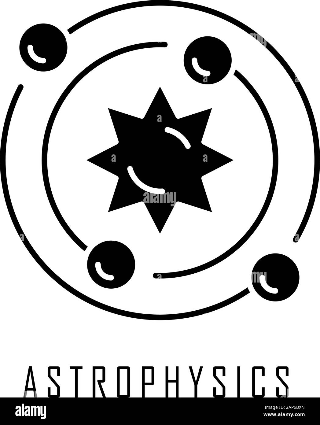Astrophysics glyph icon. Astronomy branch. Study of universe, stars ...