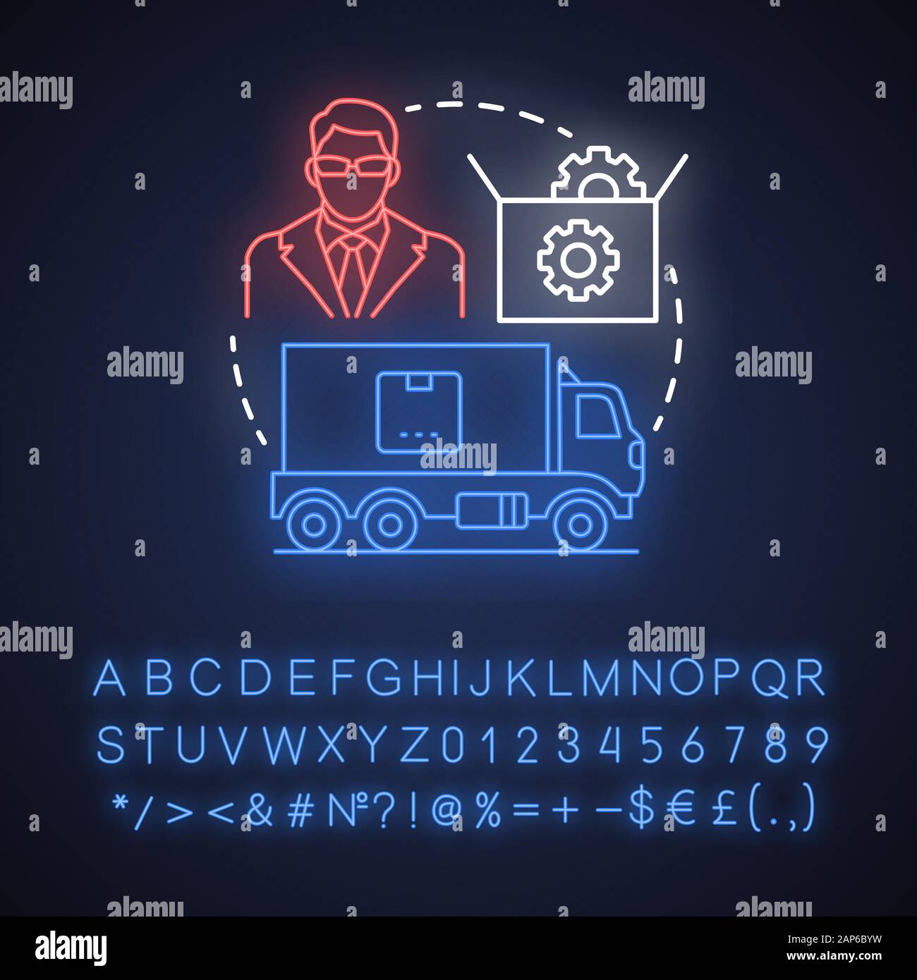 Supplier neon light concept icon. Cargo transportation idea. Delivery ...