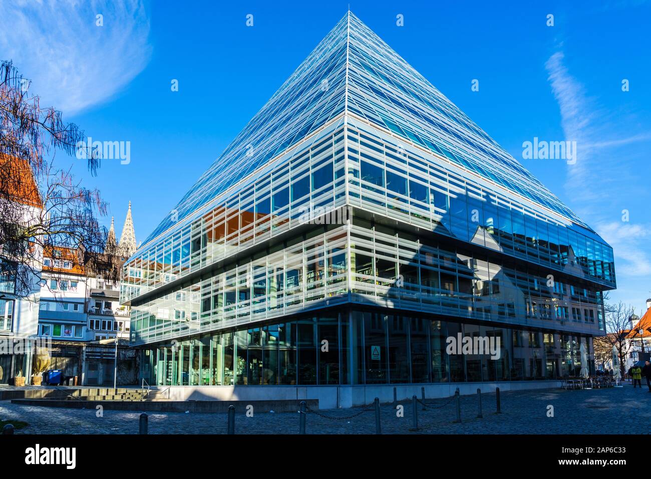Ulm, Germany, December 29, 2019, Beautiful modern architecture building ...