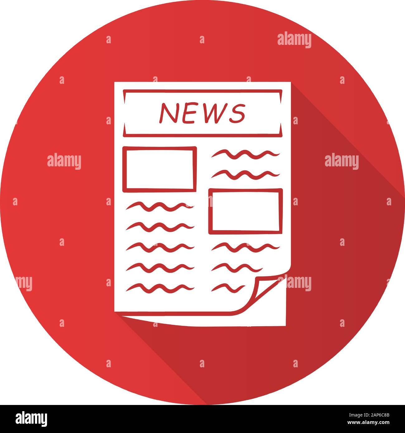 Newspaper red flat design long shadow glyph icon. Periodical ...
