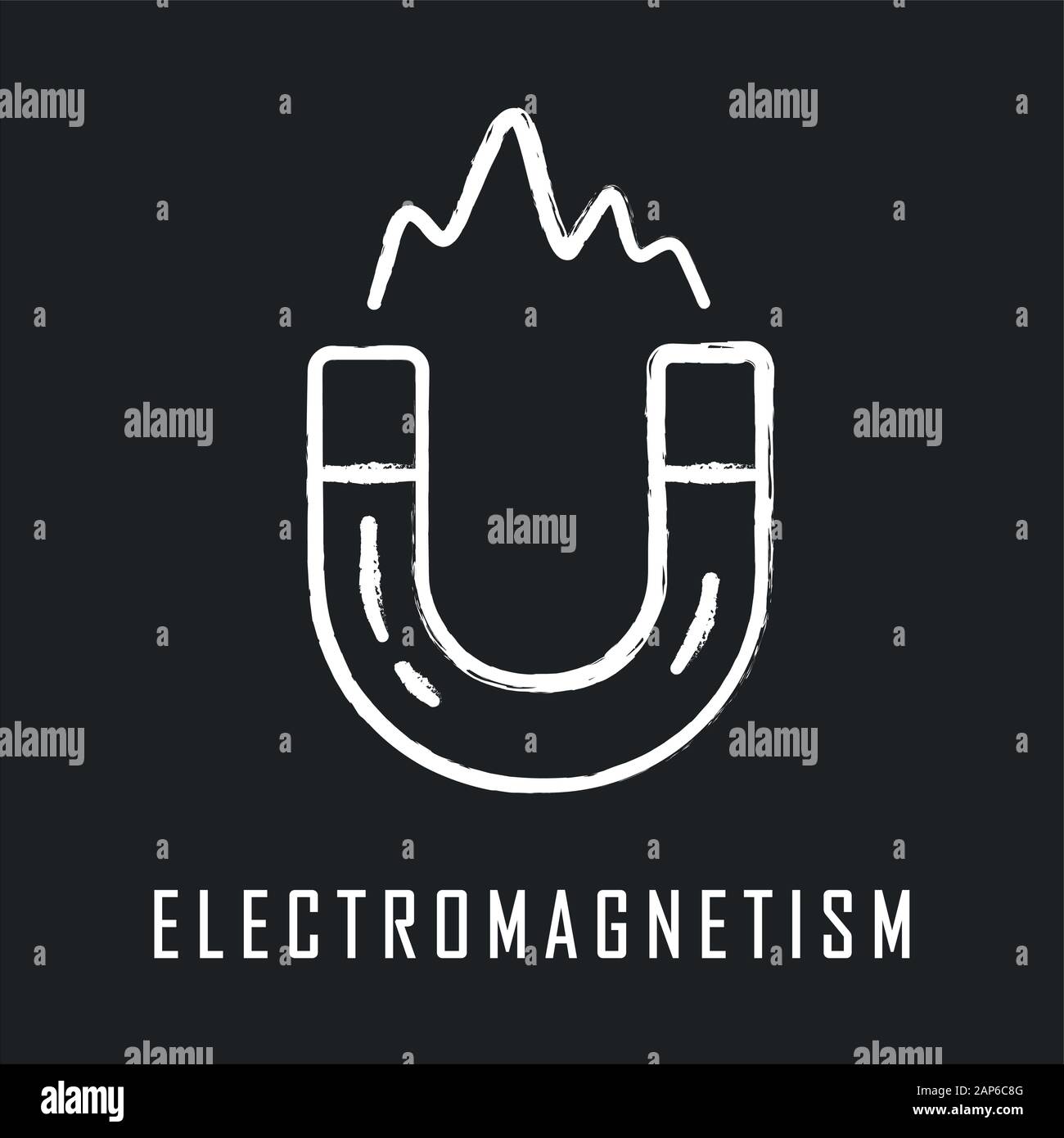 Electromagnetism chalk icon. Electromagnetic force. Branch of physics ...