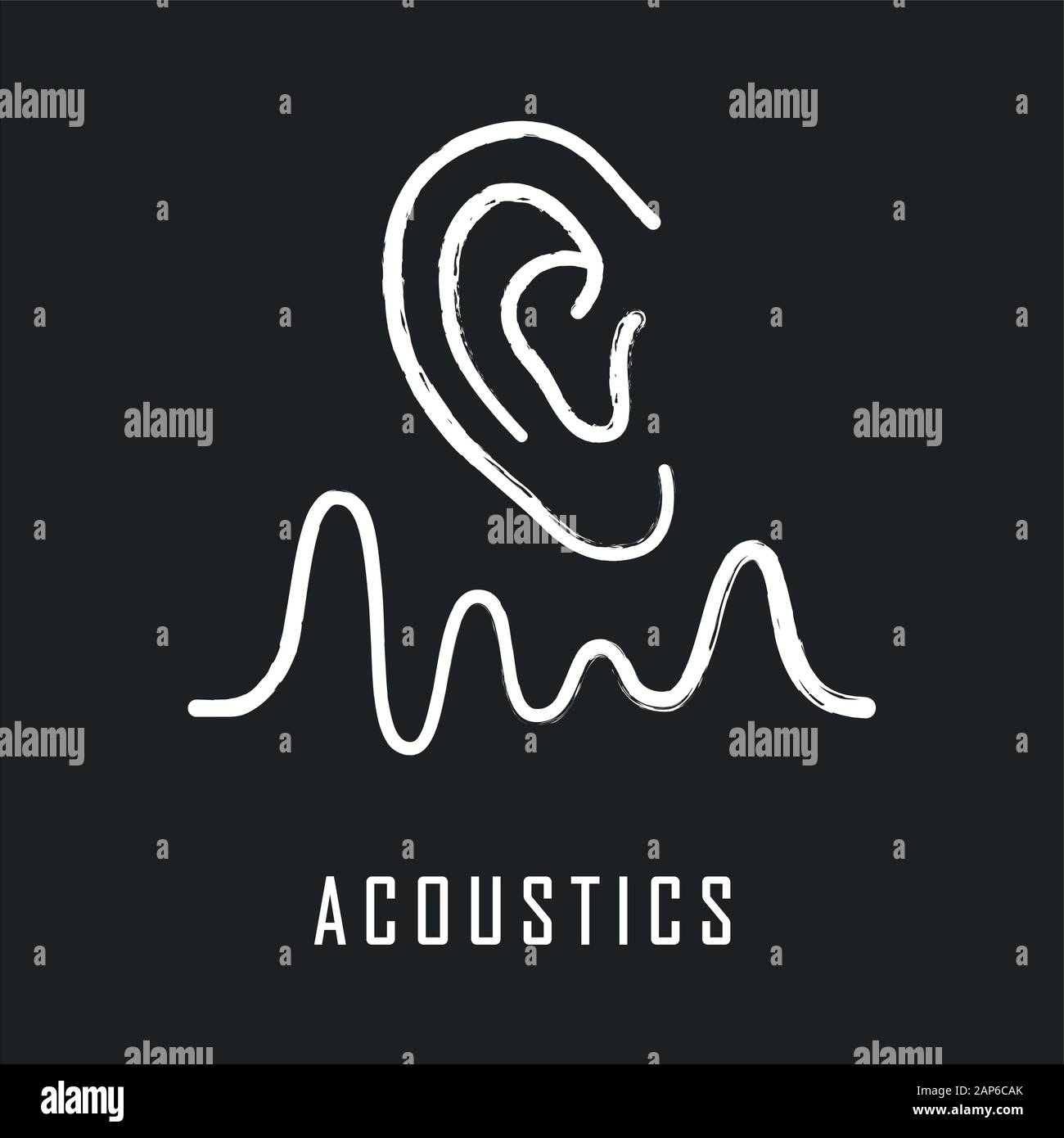 Acoustics chalk icon. Sound transmission and hearing effect. Physics ...