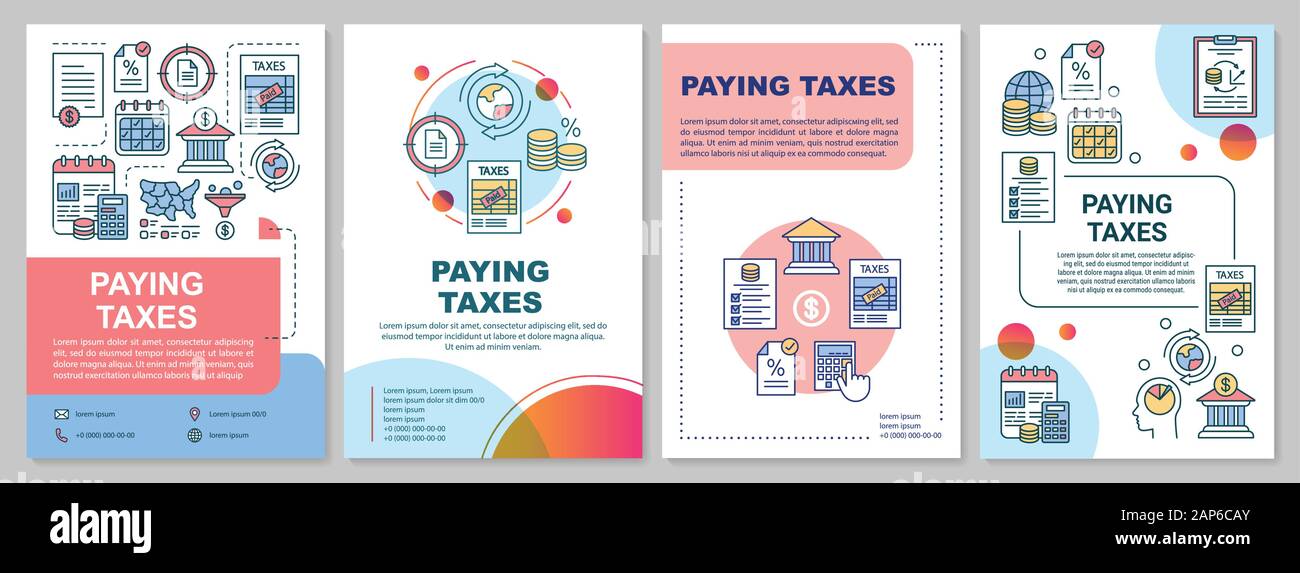 Paying taxes brochure template. Calculating taxation rate. Flyer ...