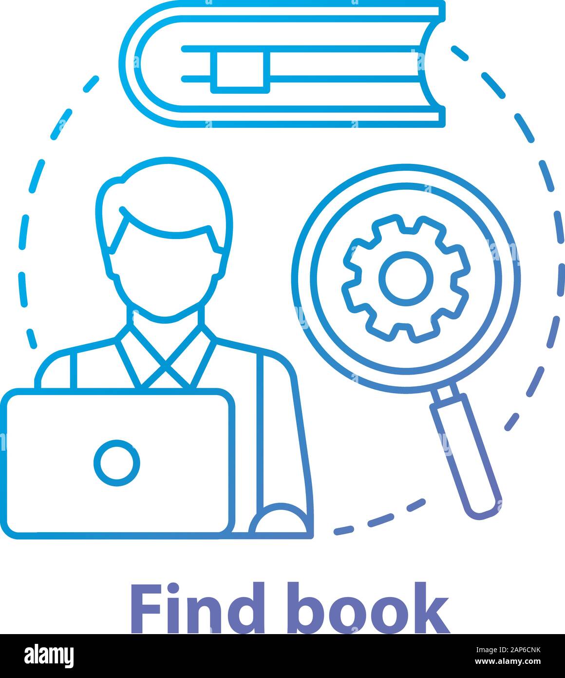 Find book blue concept icon. Electronic search idea thin line ...