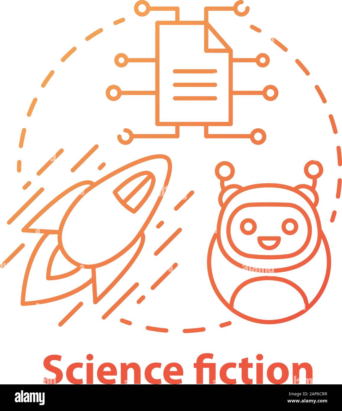 Science fiction red concept icon. Cosmic travelling and future ...