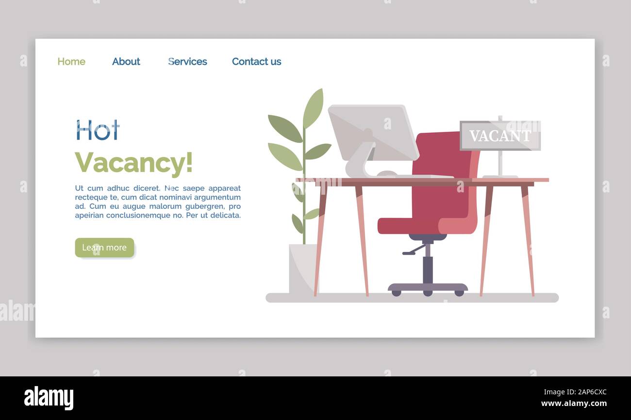 Hot vacancy landing page vector template. Vacant job position website ...
