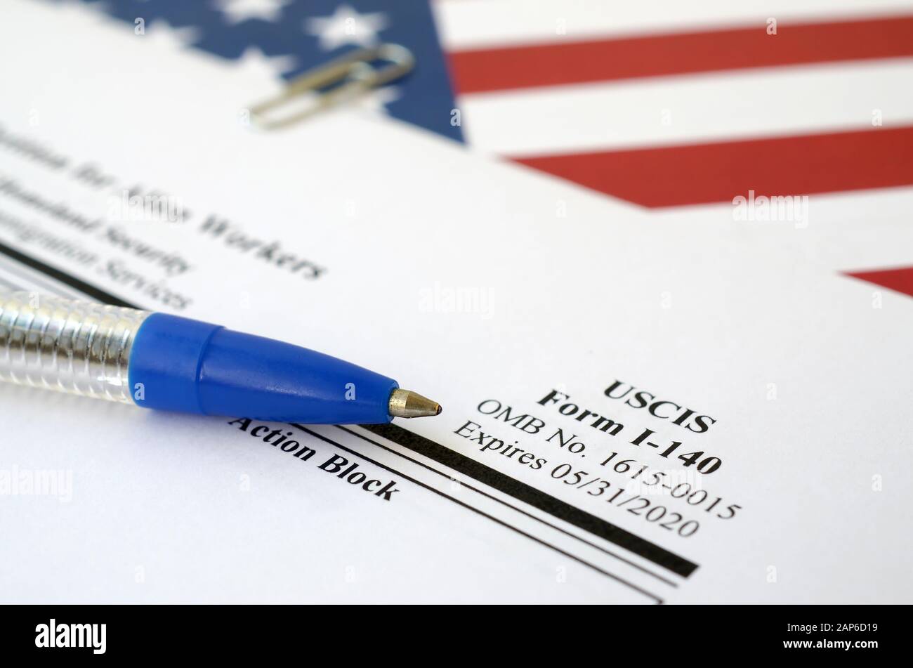 I-140 Immigrant petition for alien workers blank form lies on United ...