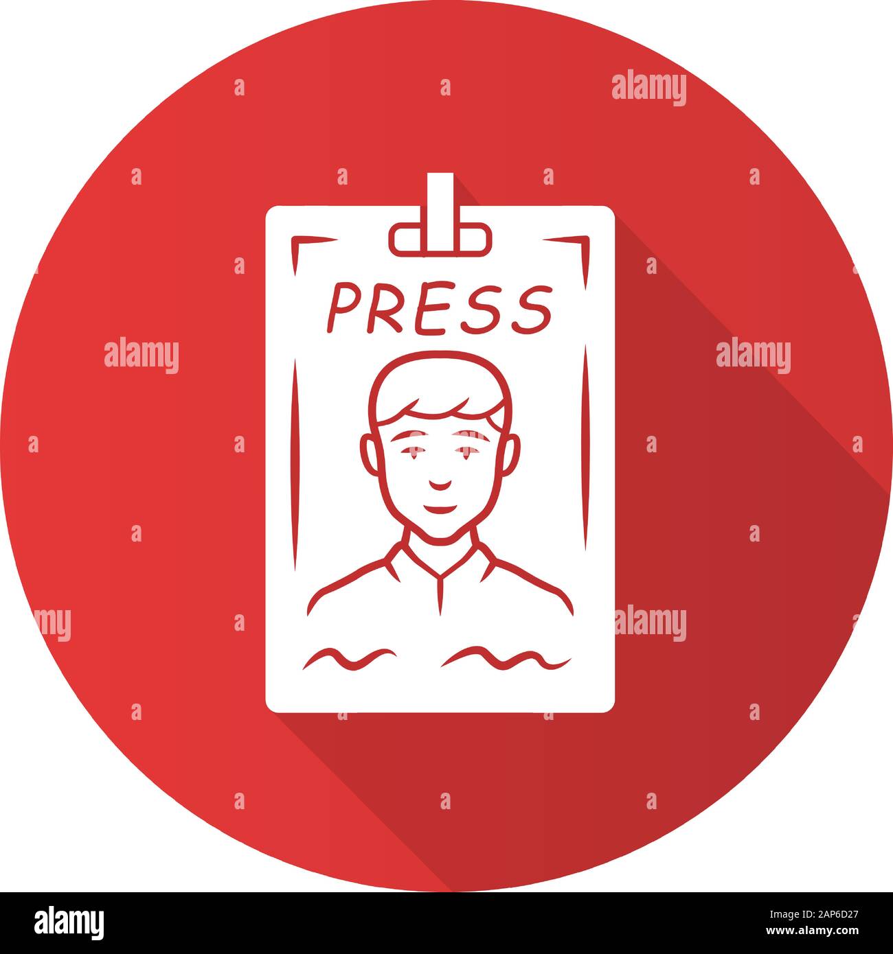 Press pass red flat design long shadow glyph icon. Journalist, reporter ...