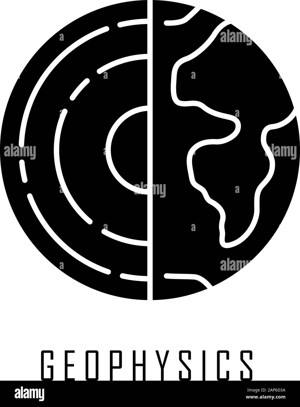 Geophysics glyph icon. Study of Earth crust and core. Physics branch ...
