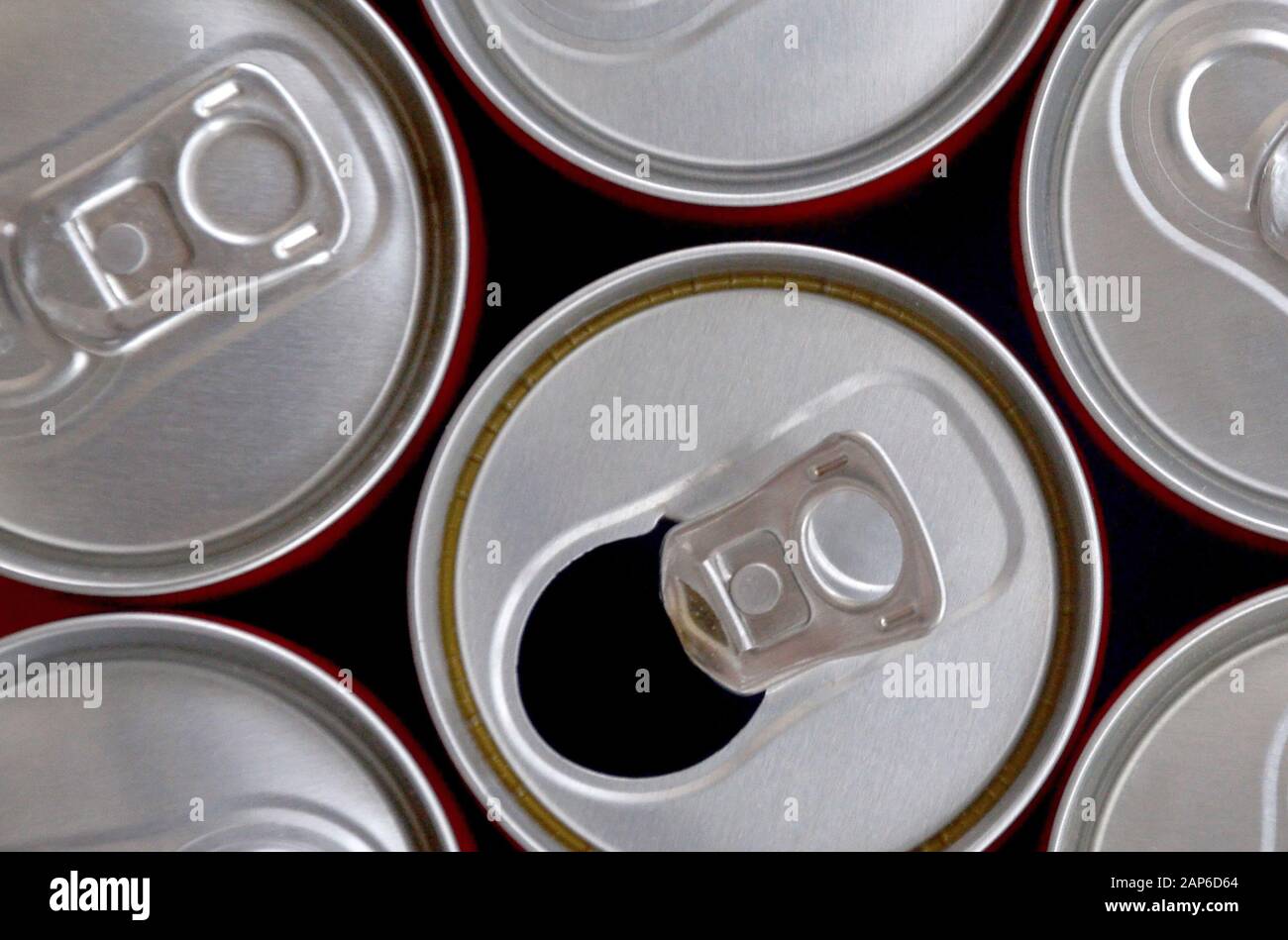 Many cans of soda soft drink, lemonade, cola, beer or energy drink ...