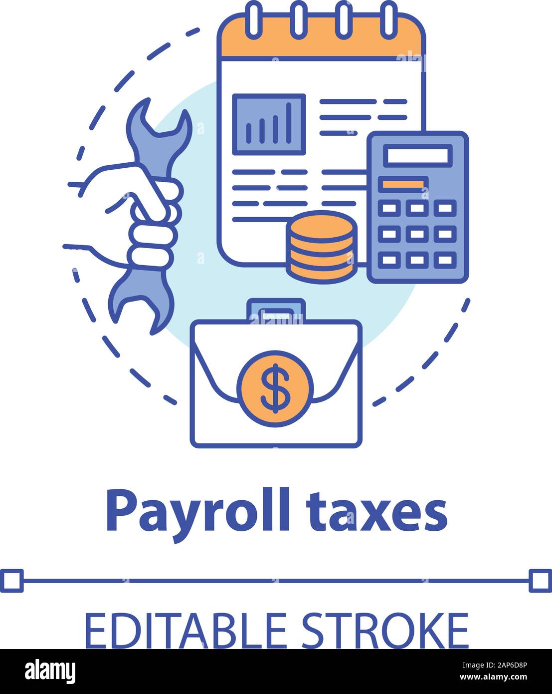 Payroll taxes concept icon. Employee taxation idea thin line ...