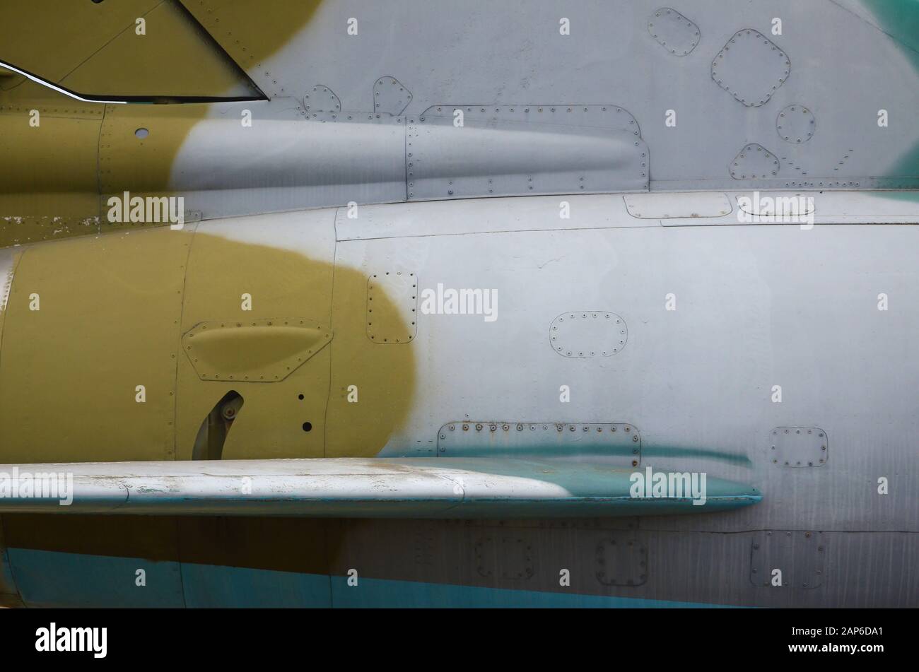 Dirty detailed texture of old fighter aircraft body painted in ...