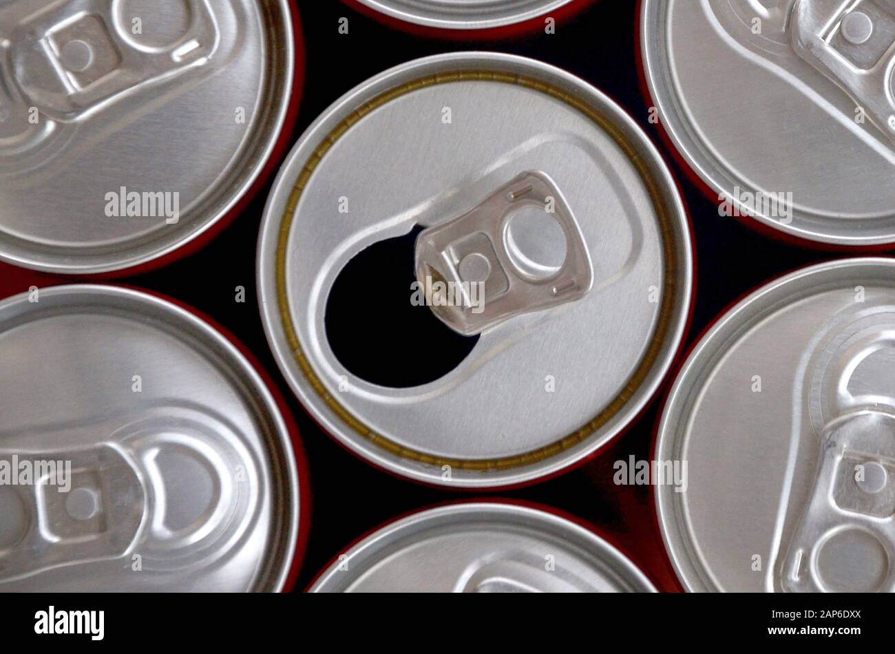 Many cans of soda soft drink, lemonade, cola, beer or energy drink ...