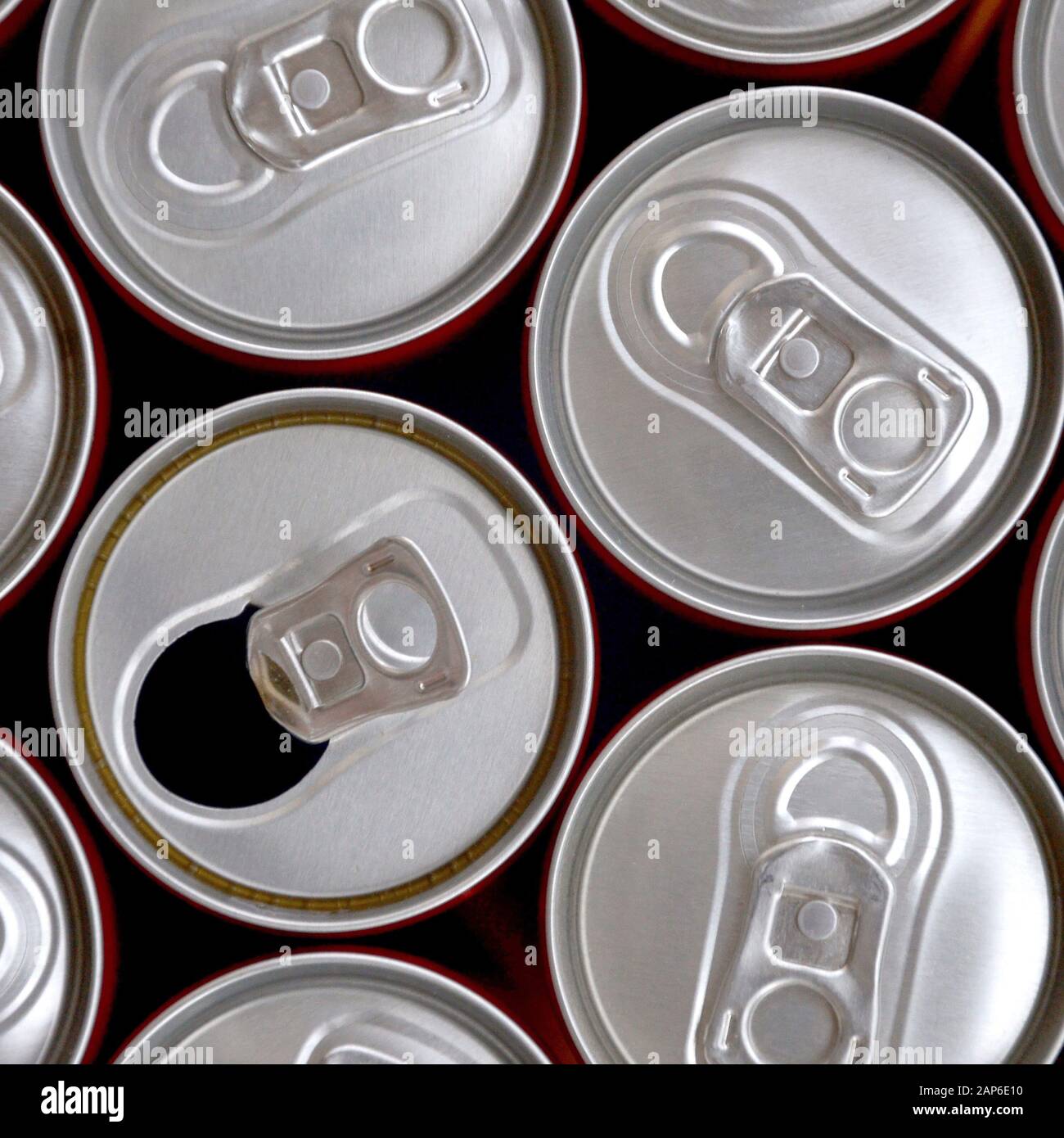 Many cans of soda soft drink, lemonade, cola, beer or energy drink ...