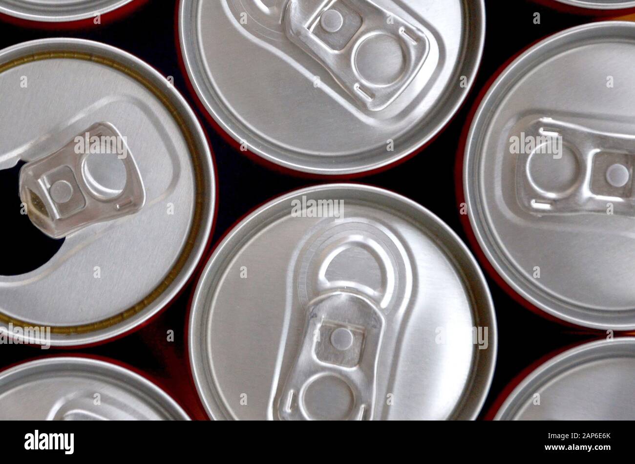 Many cans of soda soft drink, lemonade, cola, beer or energy drink ...
