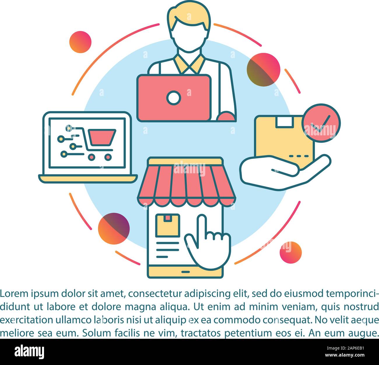 Dropshipping article page vector template. Customer making purchase ...