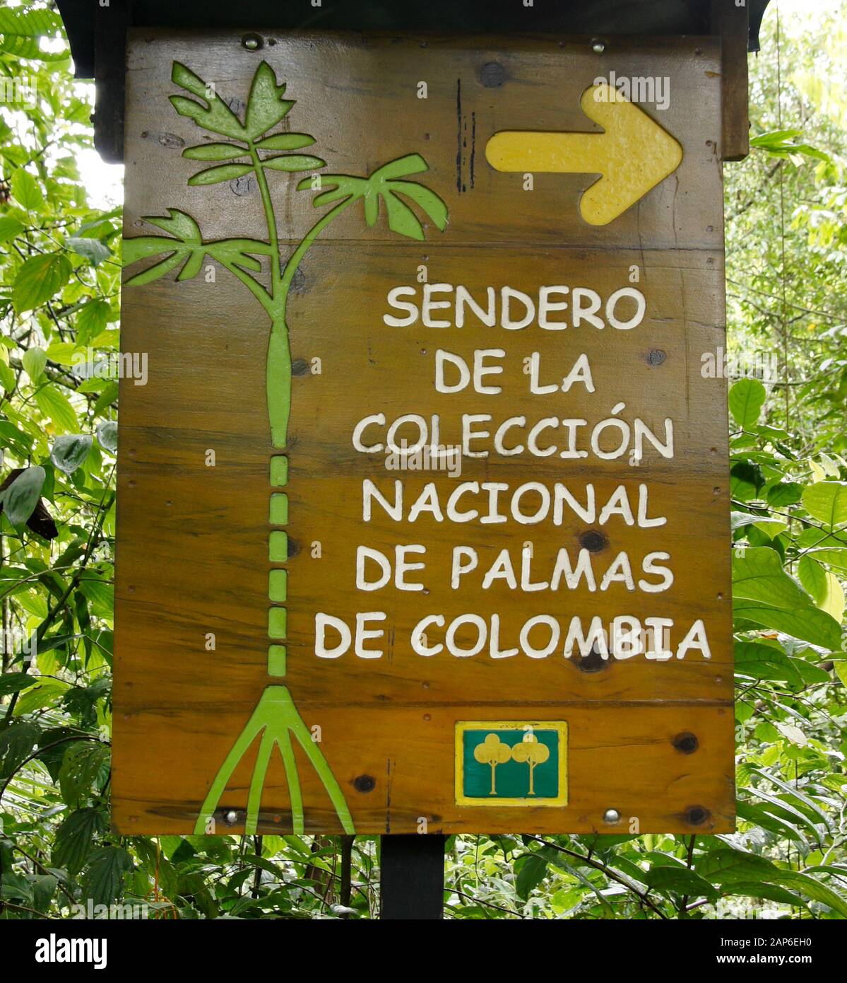 Informational sign in Spanish directing visitors to the collection of ...