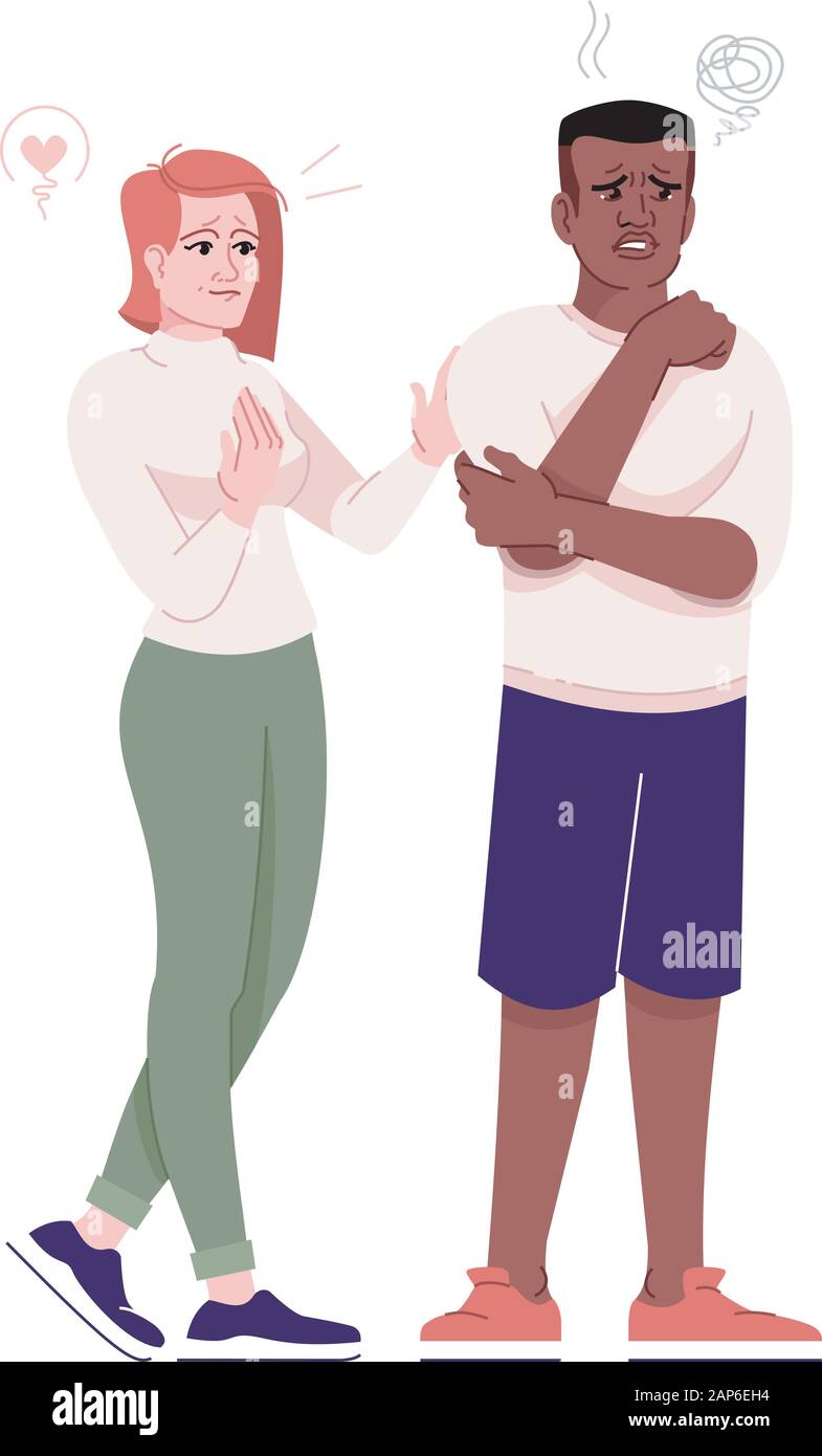 Friendly support flat vector illustration. Apologizing after quarrel ...