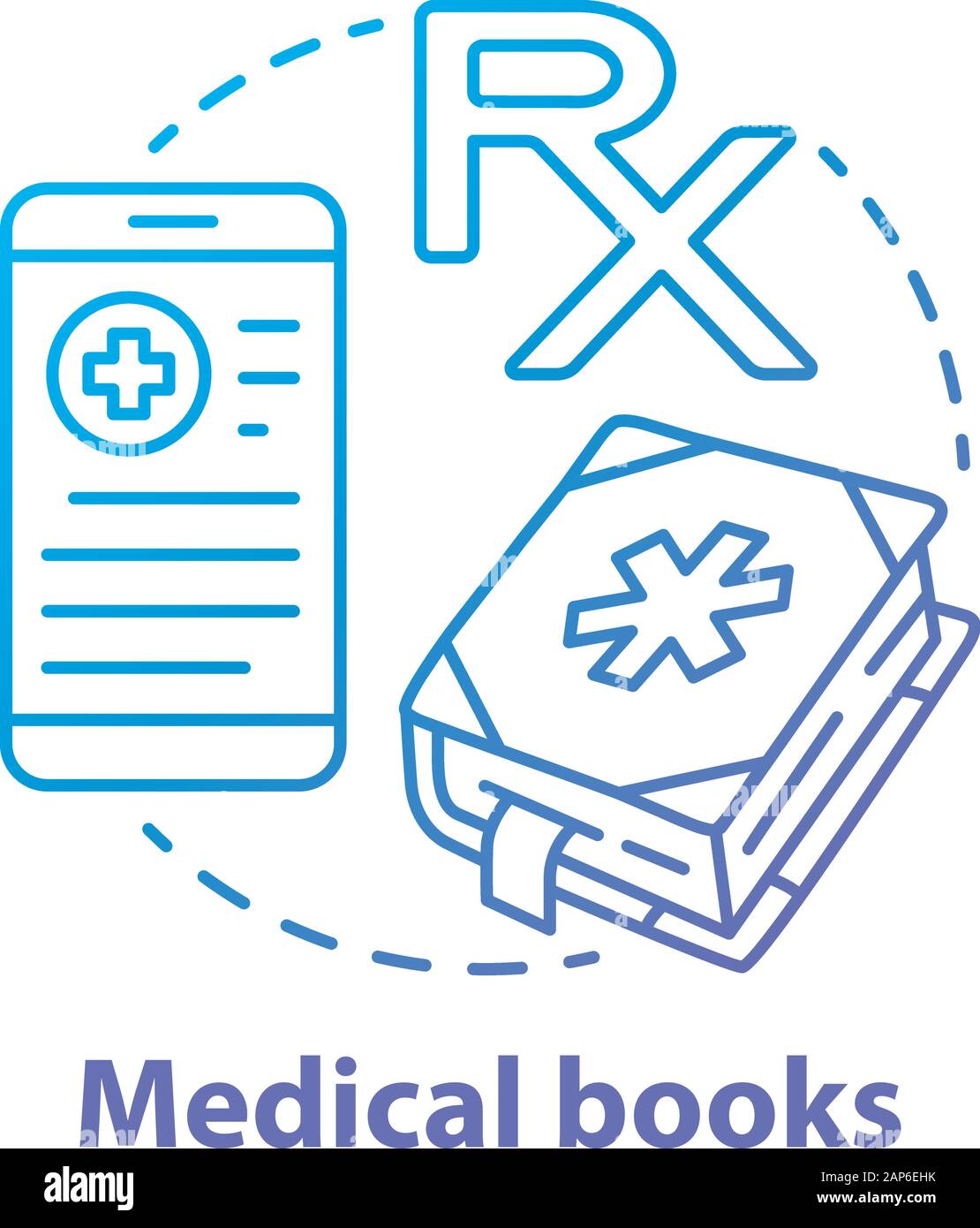 Medical books blue concept icon. Health treatment literature idea thin ...