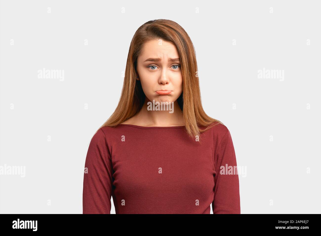Emotionally wounded woman sad expression on face Stock Photo - Alamy