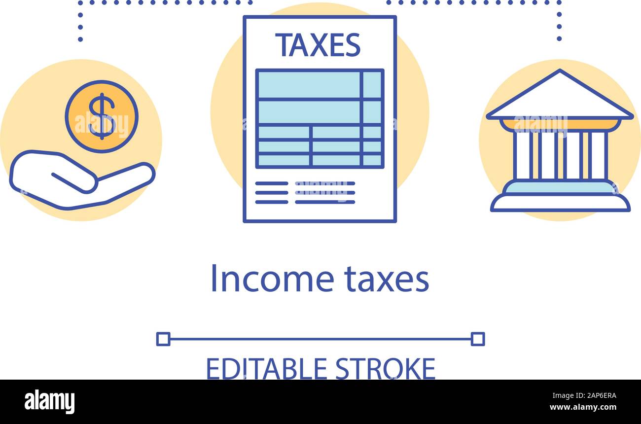 Income taxes concept icon. Revenue accounting idea thin line ...