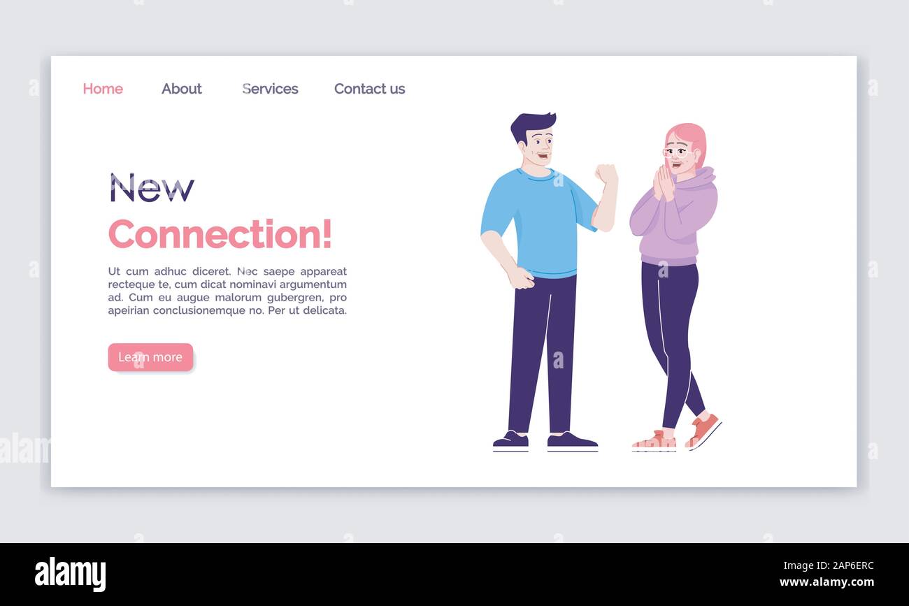 New connection landing page vector template. Friendly meeting website ...